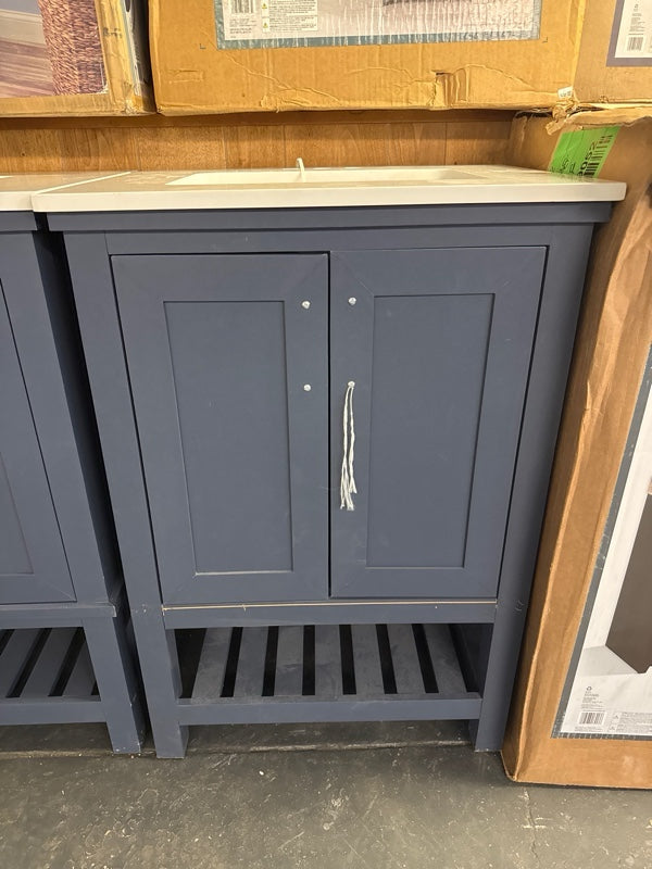 Tupelo 24 in. Single Sink Midnight Blue Bath Vanity with White Enginee ...